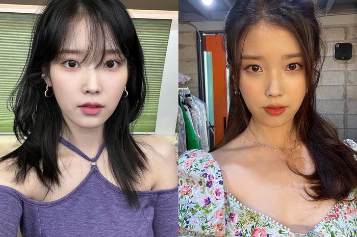 5 Inspirasi Gaya Rambut ala IU, Medium Layer hingga Half Up dengan Poni ...