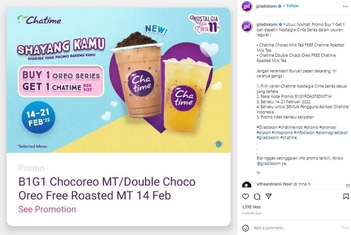 Chatime Buy 1 Get 1, Ini 3 Promo Diskon Valentine Lainnya yang Bisa ...