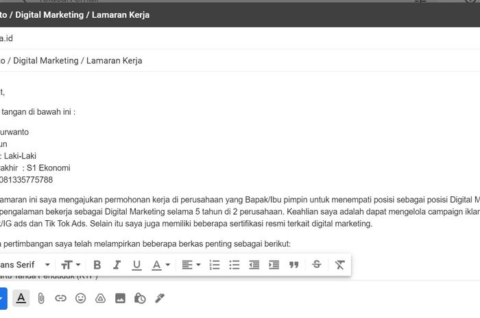 Catat, Ini Contoh Surat Lamaran Kerja yang Ditulis di Badan Email ...